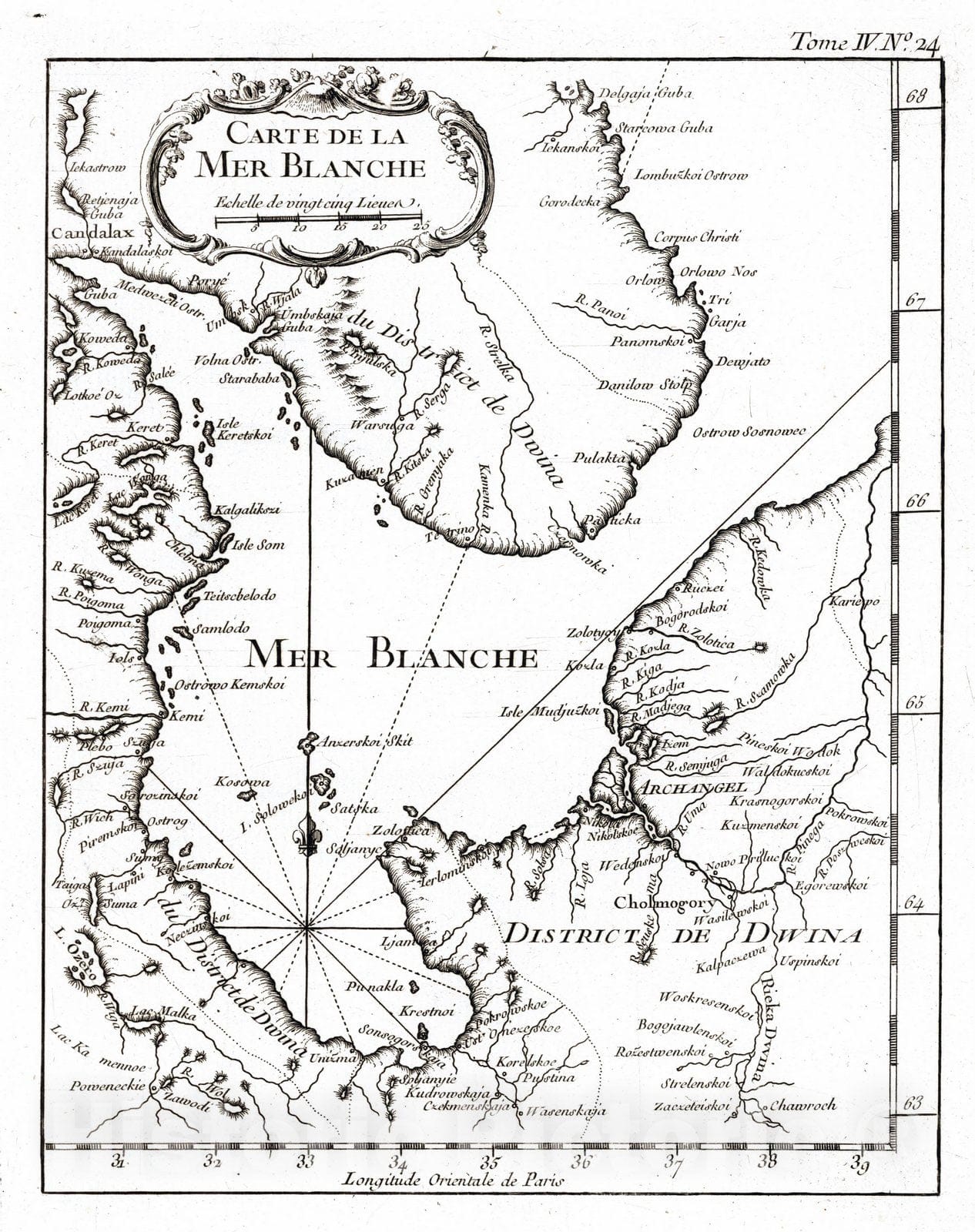 Historic Map : White Sea, Europe 1764 Carte De La Mer Blanche , Vintag ...