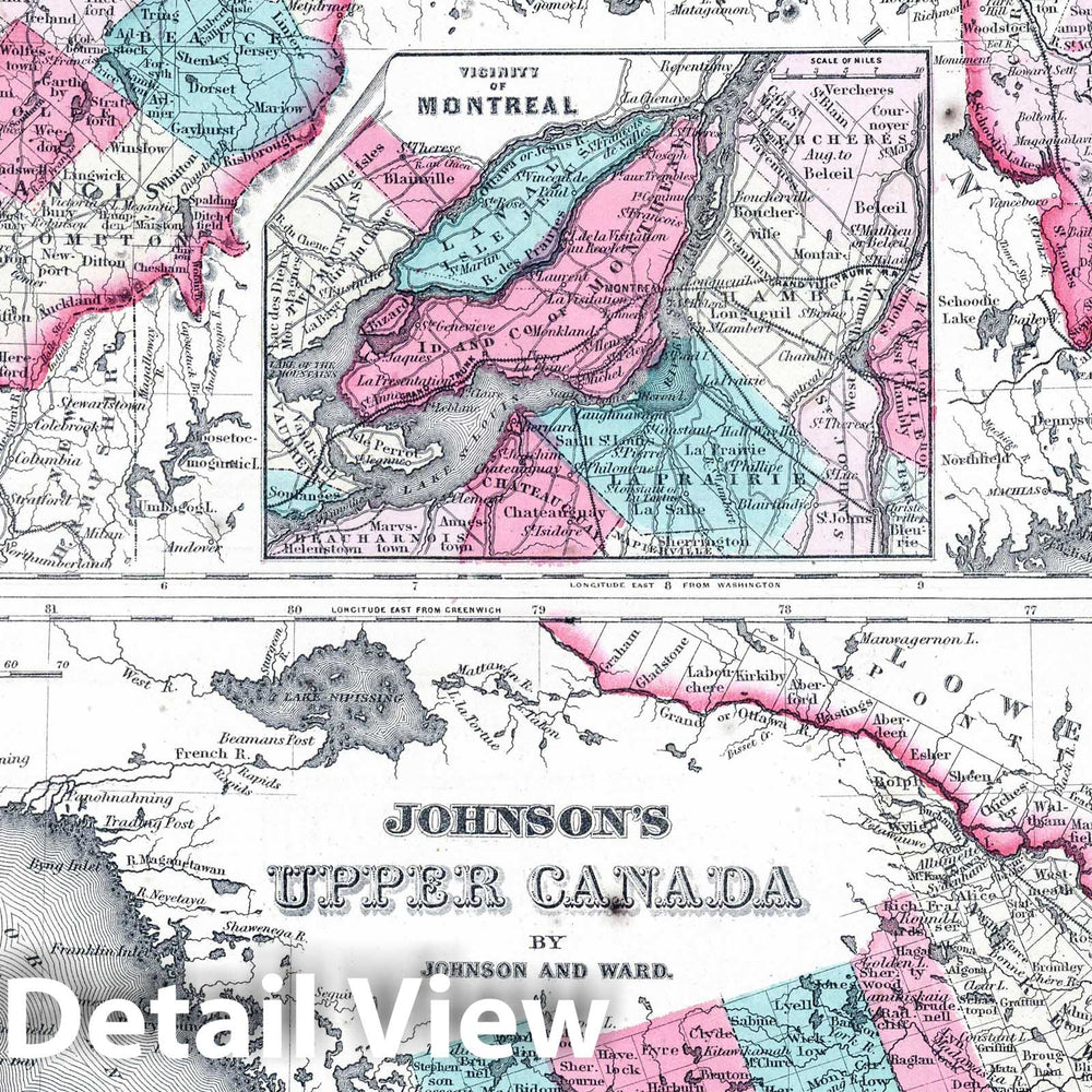 Historic Map : 1865 Lower Canada And New Brunswick, Upper Canada. - Vi ...