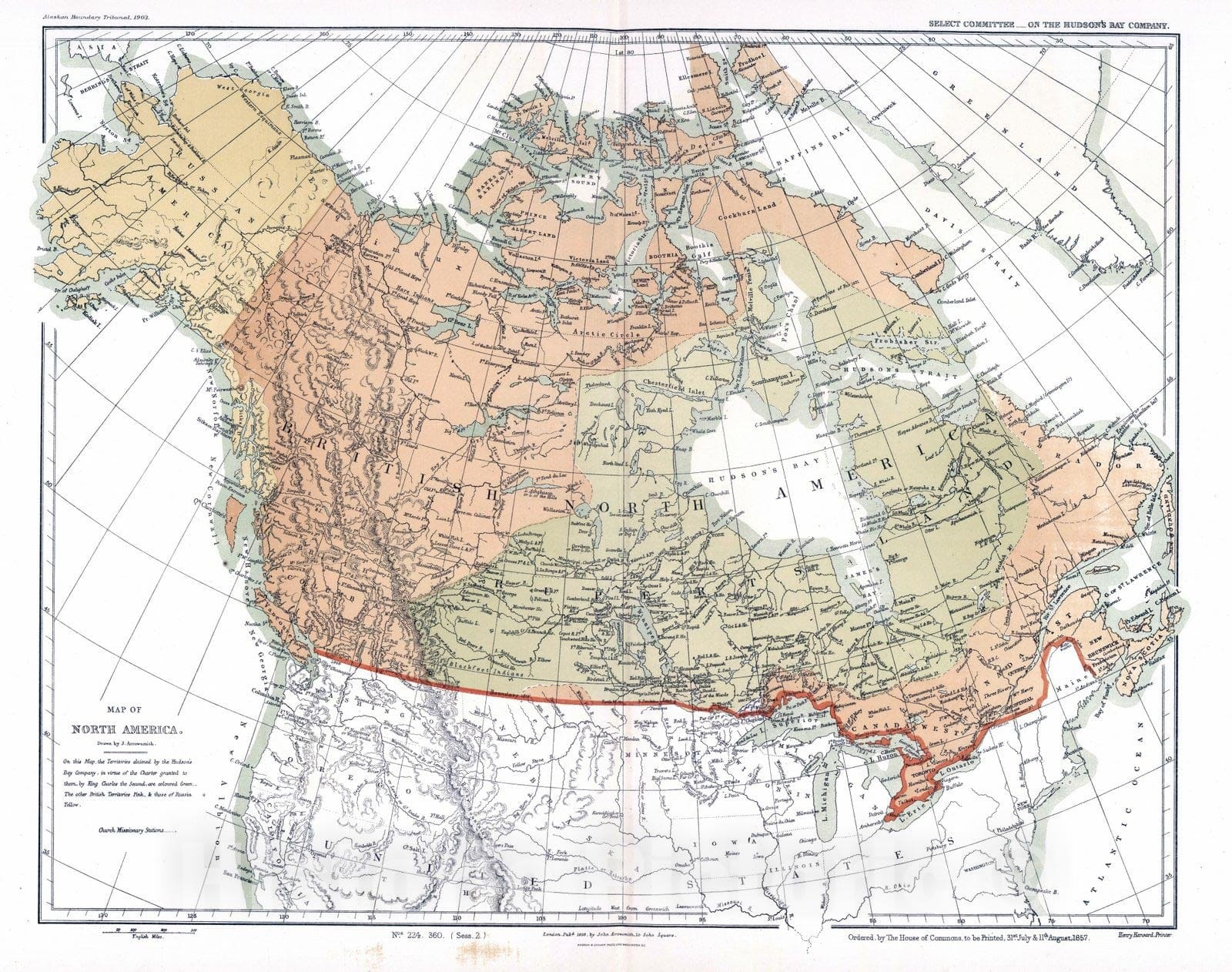 Historic Map : 1857 Arrowsmith's North America. - Vintage Wall Art ...