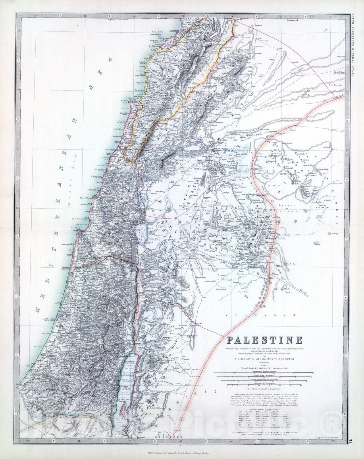 Historic Map : 1893 Palestine. - Vintage Wall Art – Historic Pictoric