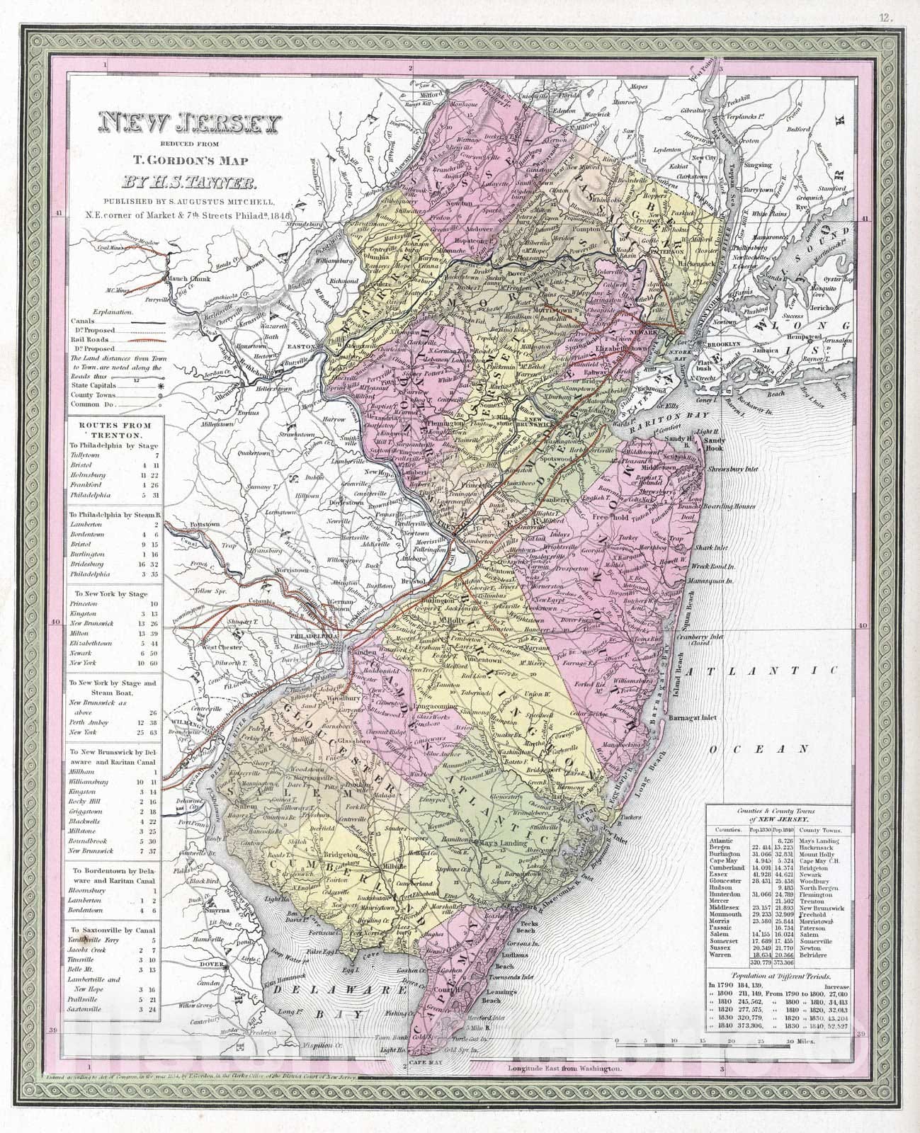 Historic Map : 1848 New Jersey - Vintage Wall Art – Historic Pictoric