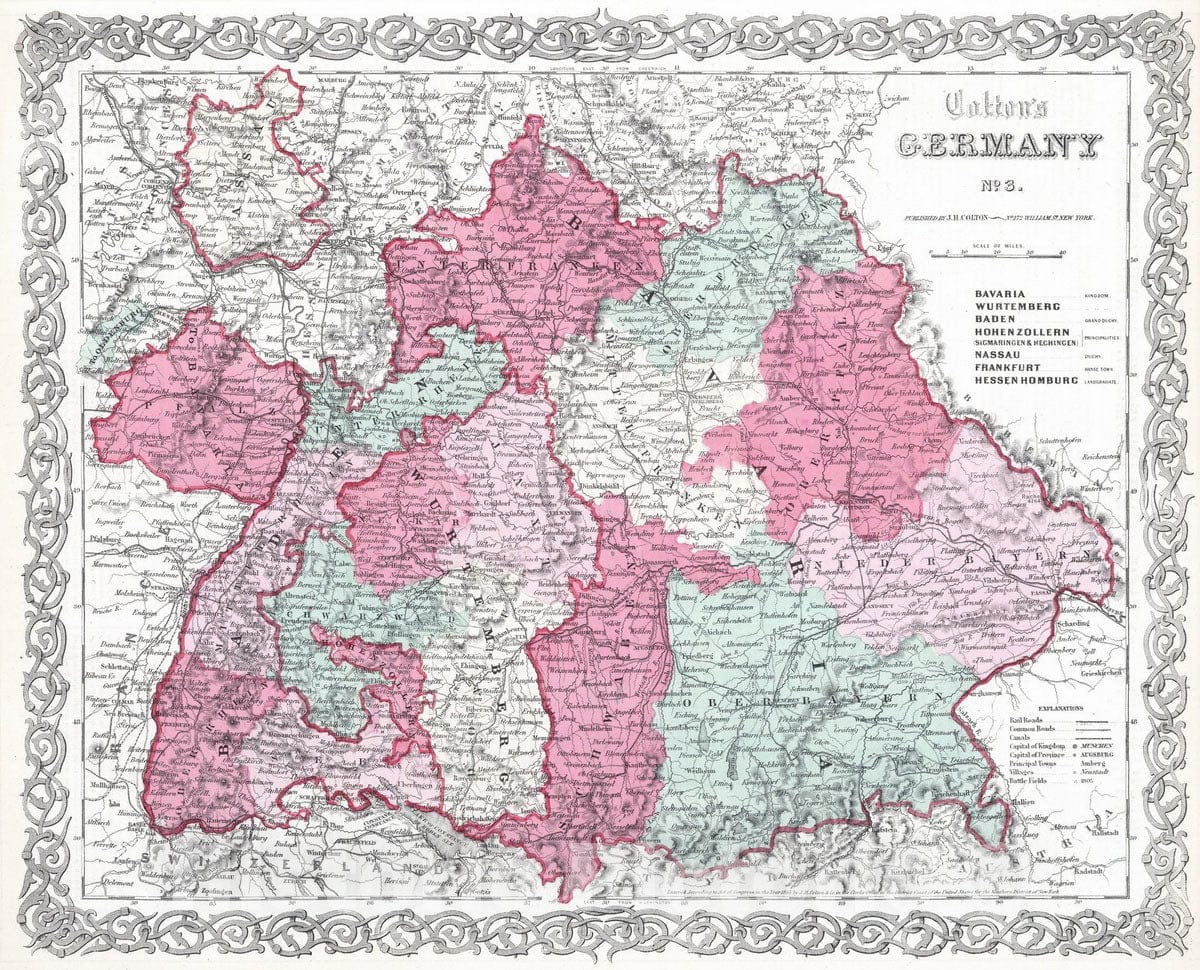 Historic Wall Map : 1865 Germany. v3 - Vintage Wall Art – Historic Pictoric