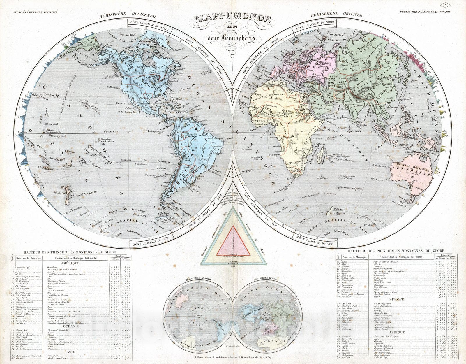 Historic Map : 1838 Mappemonde. - Vintage Wall Art – Historic Pictoric