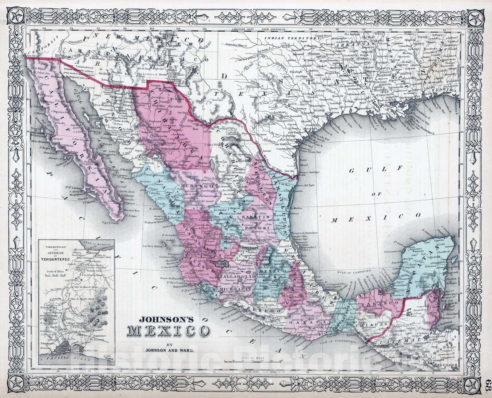Historic Map : 1864 Mexico - Vintage Wall Art – Historic Pictoric