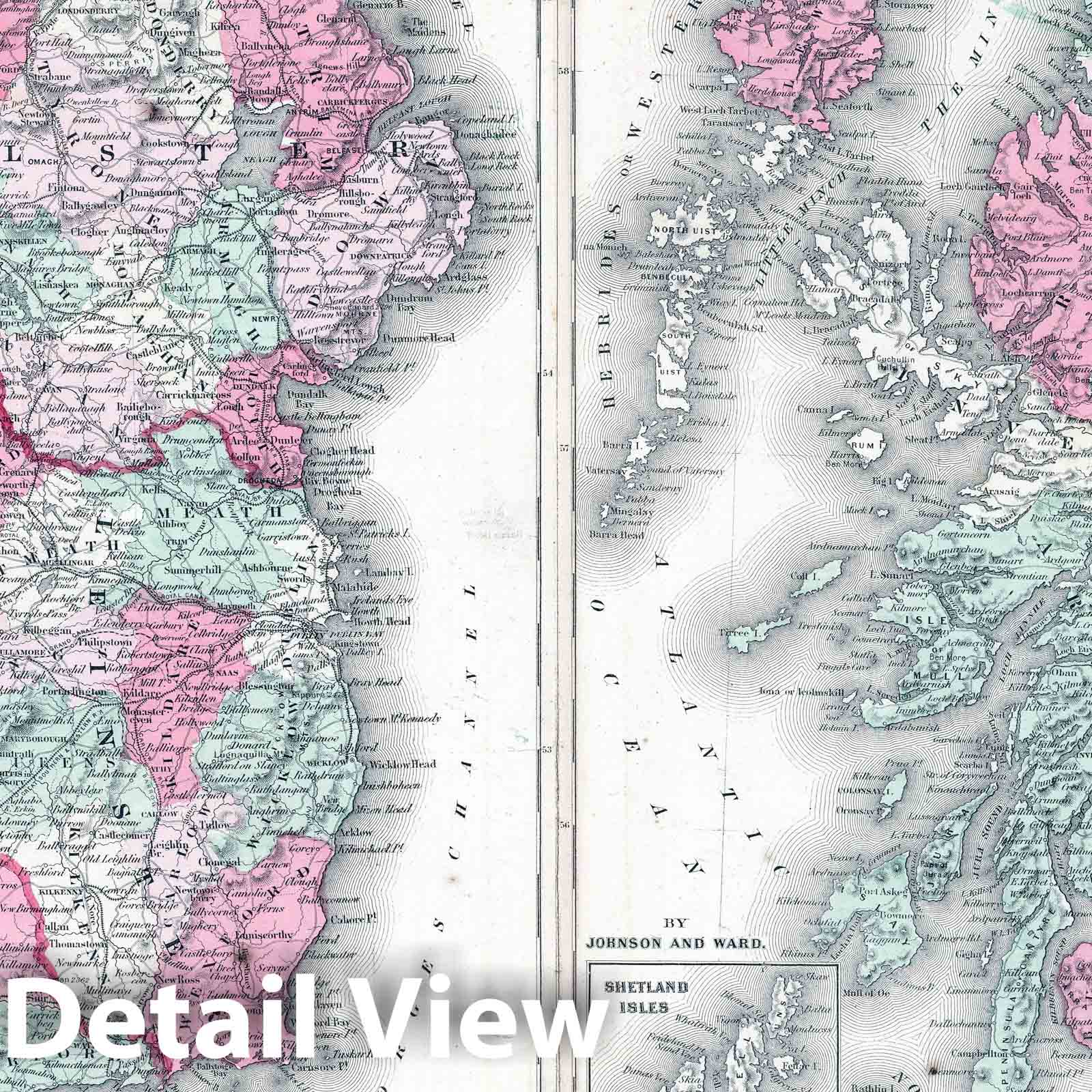 Historic Wall Map : 1864 Ireland and Scotland - Vintage Wall Art ...