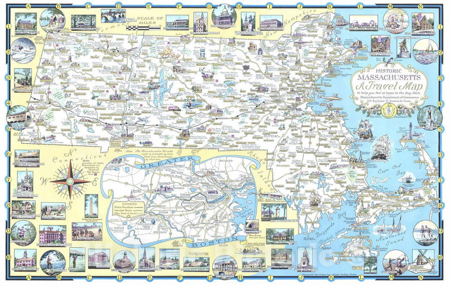 Historic Map : 1957 Historic Massachusetts : a travel map to help you ...