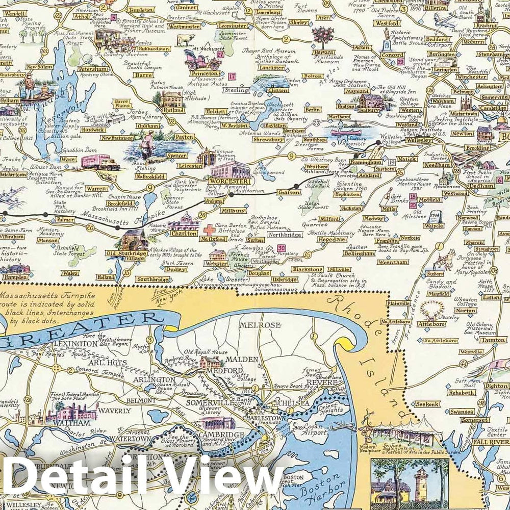 Historic Map : 1957 Historic Massachusetts : a travel map to help you ...