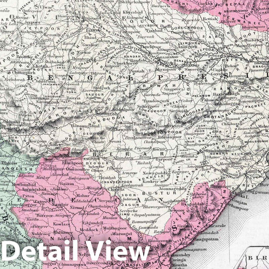 Historic Wall Map : 1865 Hindoostan or British India. - Vintage Wall A ...