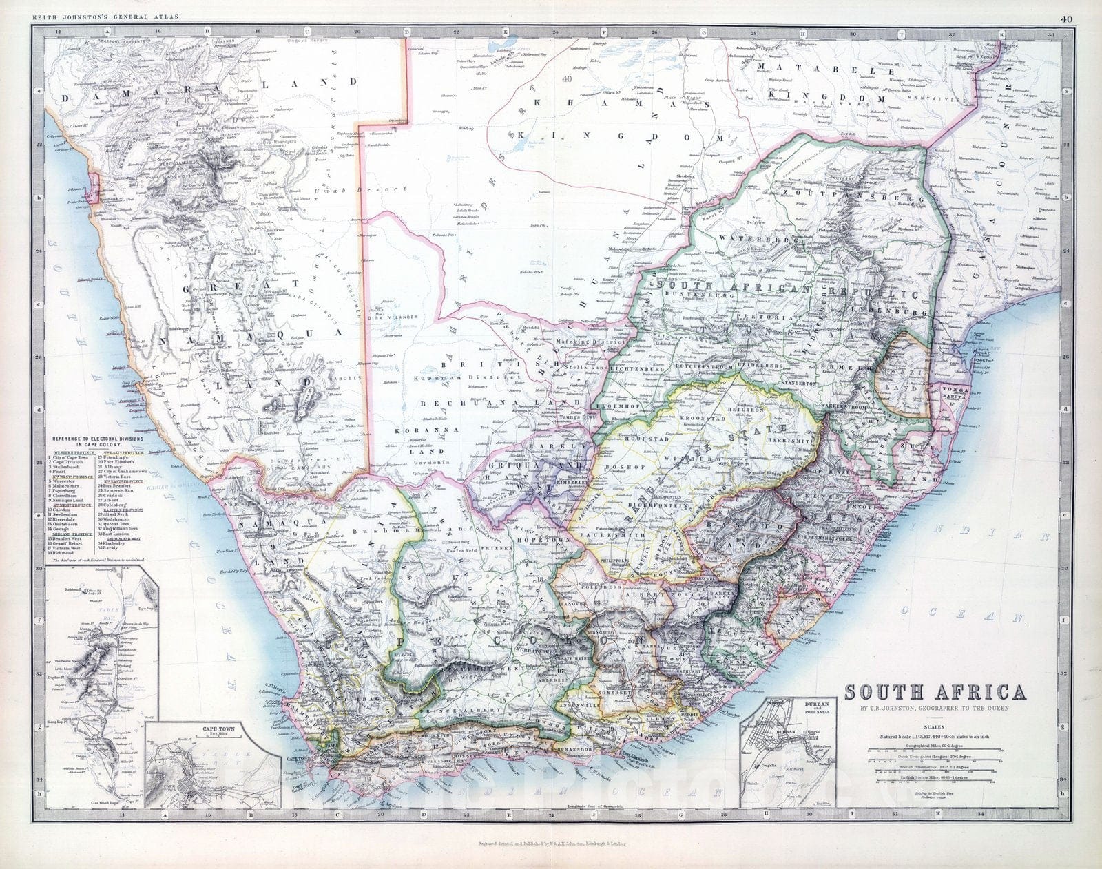 Historic Map : 1893 South Africa. - Vintage Wall Art – Historic Pictoric