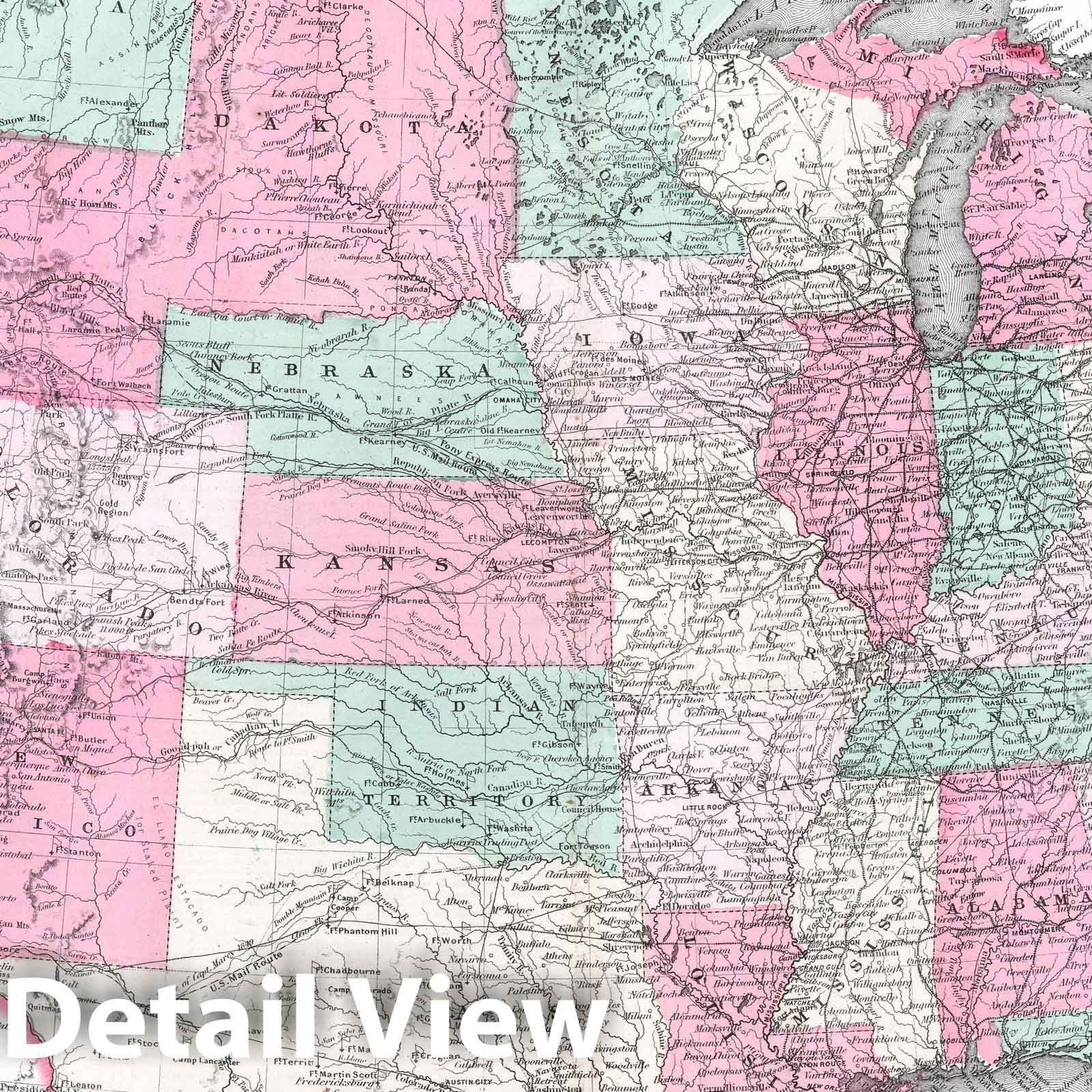 Historic Map : 1865 United States of America. - Vintage Wall Art ...