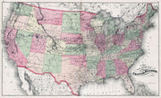 Historic Wall Map : 1877 Railroad Map of the United States. - Vintage ...
