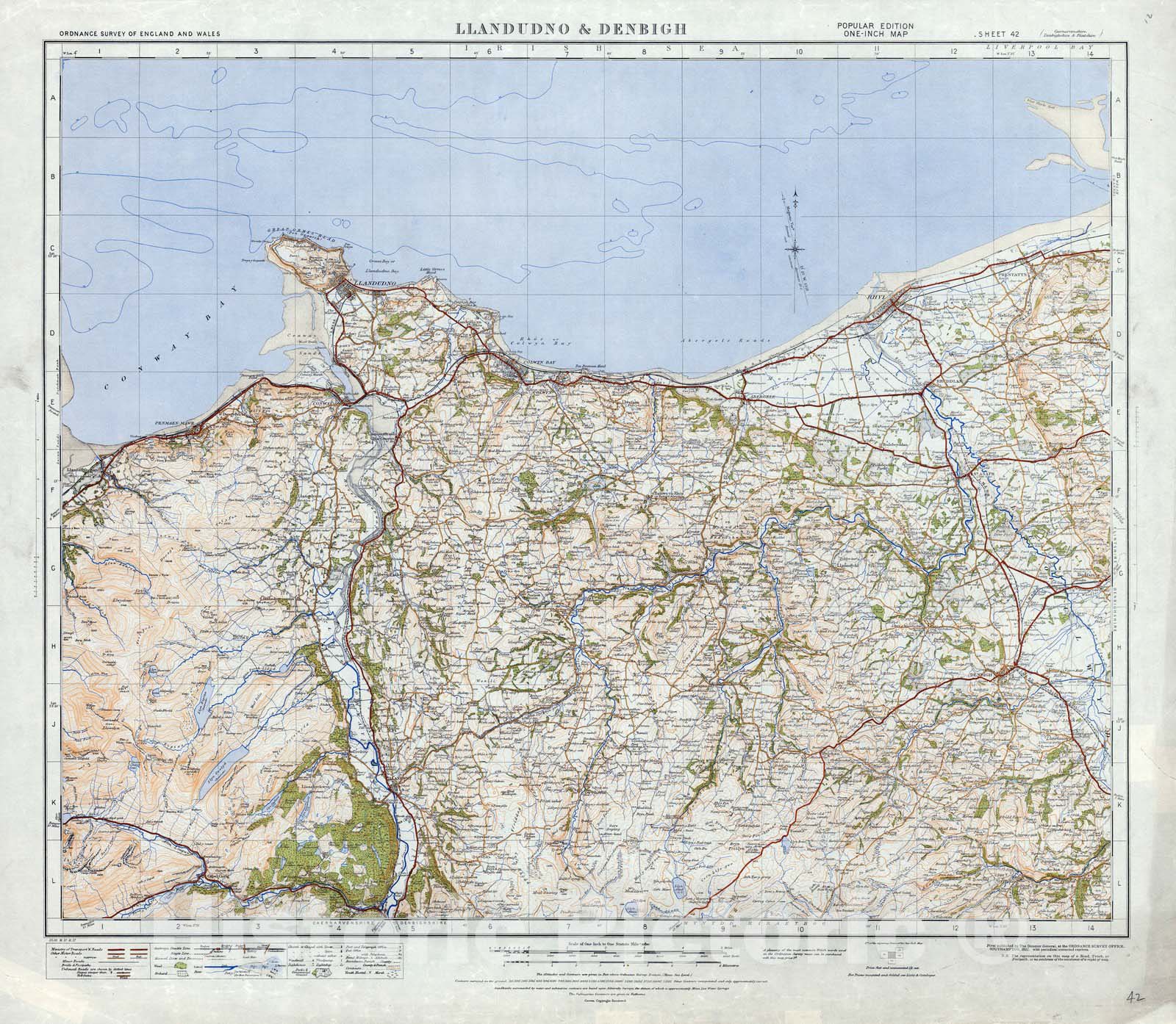 Historic Map : National Atlas - 1922 Sheet 42. Llandudno & Denbigh ...
