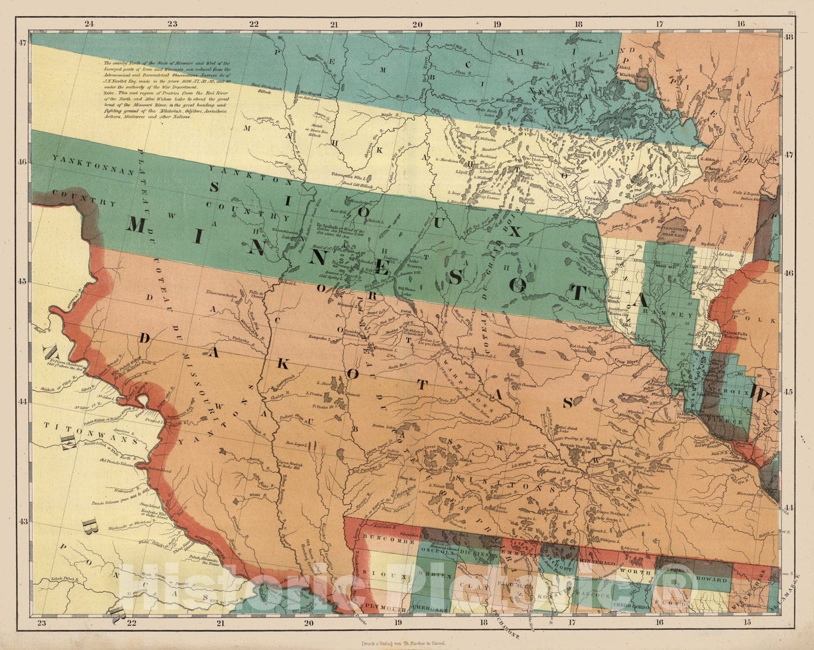 Historic Wall Map : National Atlas - 1852 Minnesota, Wisconsin, North ...