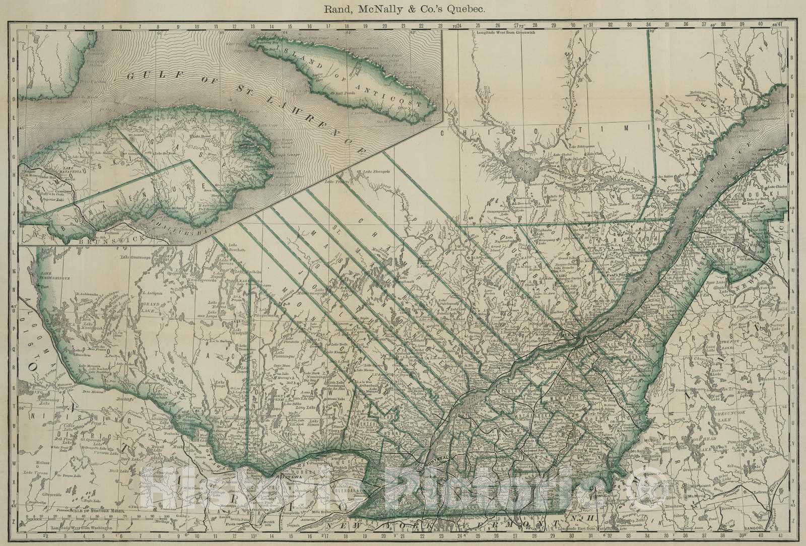 Quebec Canada 1878 Rand McNally Historical Map Print – Historic Pictoric