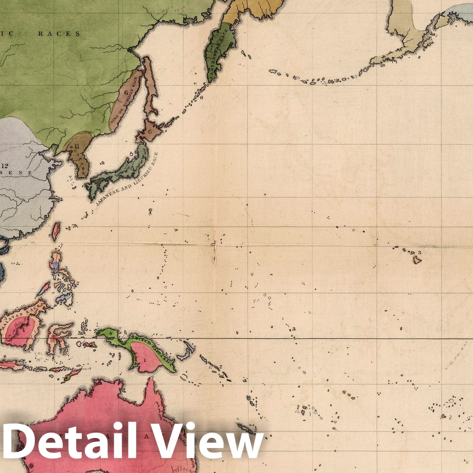 Historic Map : 1861 Ethnographical Map of Polynesia, in The Earliest T ...