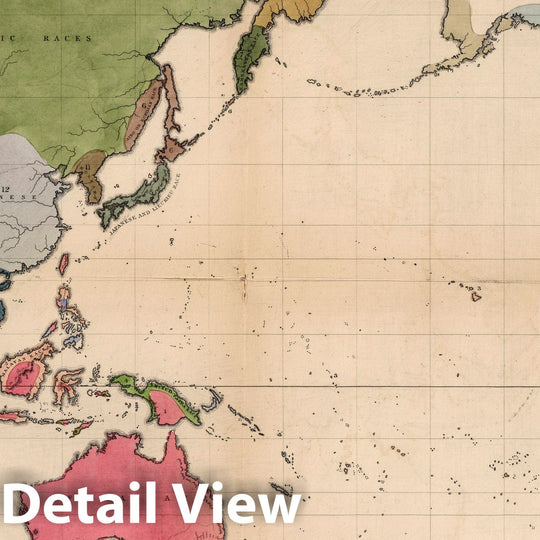 Historic Map : 1861 Ethnographical Map of Polynesia, in The Earliest T ...