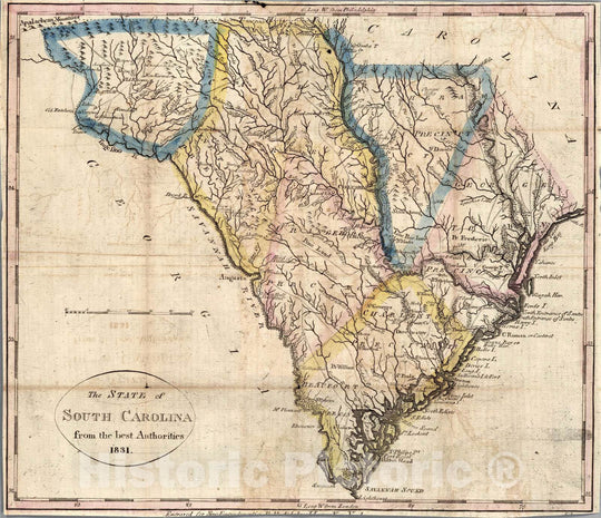 Historic Map : 1831 South Carolina - Vintage Wall Art – Historic Pictoric