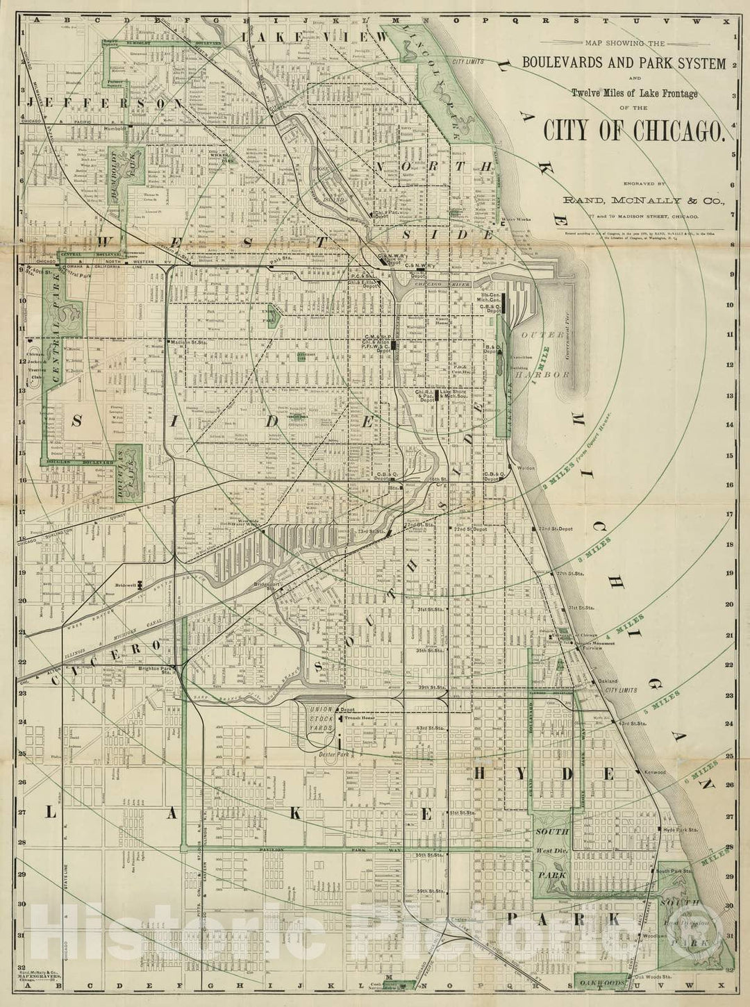 Historic Map : Guide Book - 1878 Title Page: Guide Map of Chicago - Vi ...