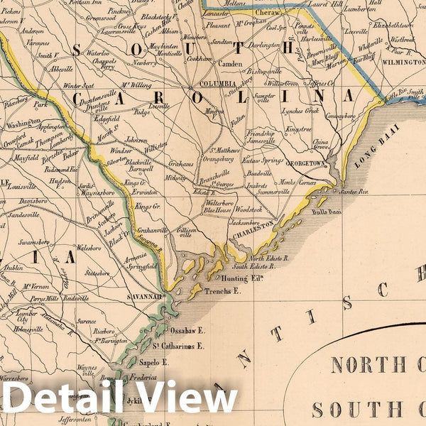 Historic Map : National Atlas - 1851 North Carolina, South Carolina en ...