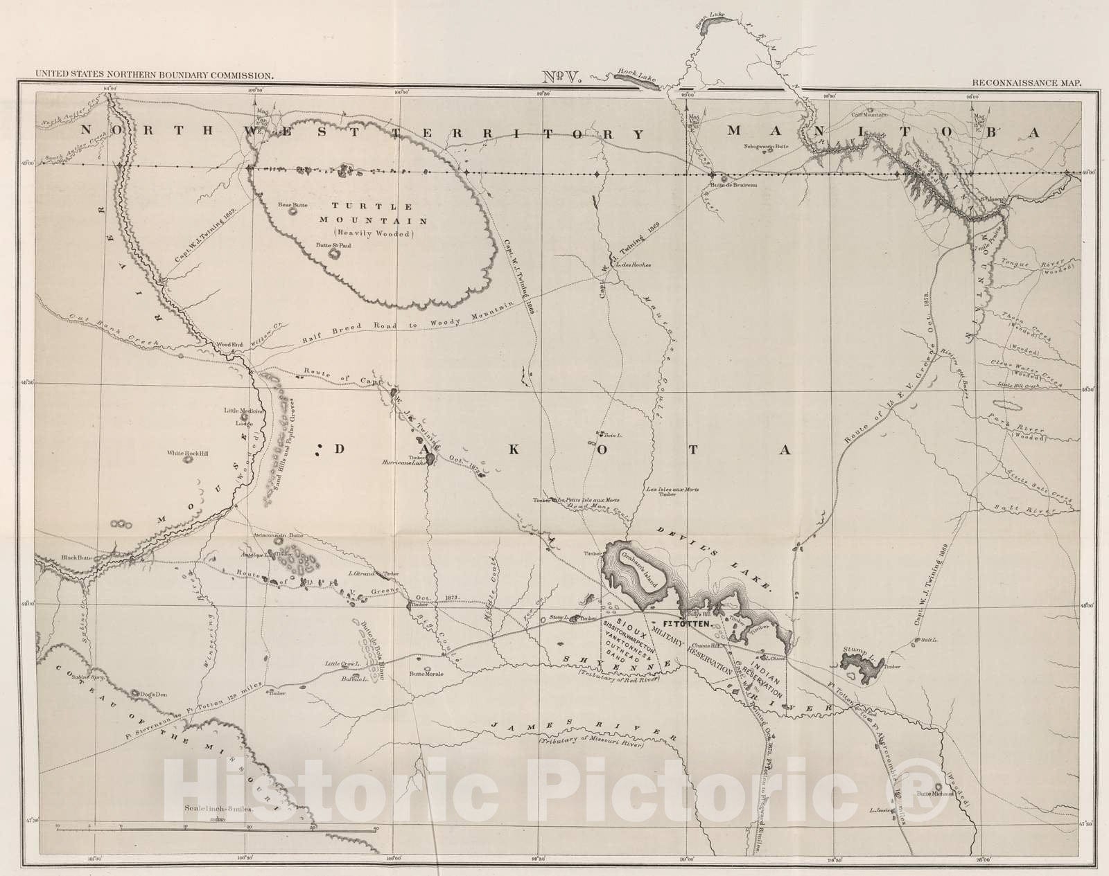Historic Map : Exploration Book - 1878 No. V, Reconnaissance Map. (Pem ...