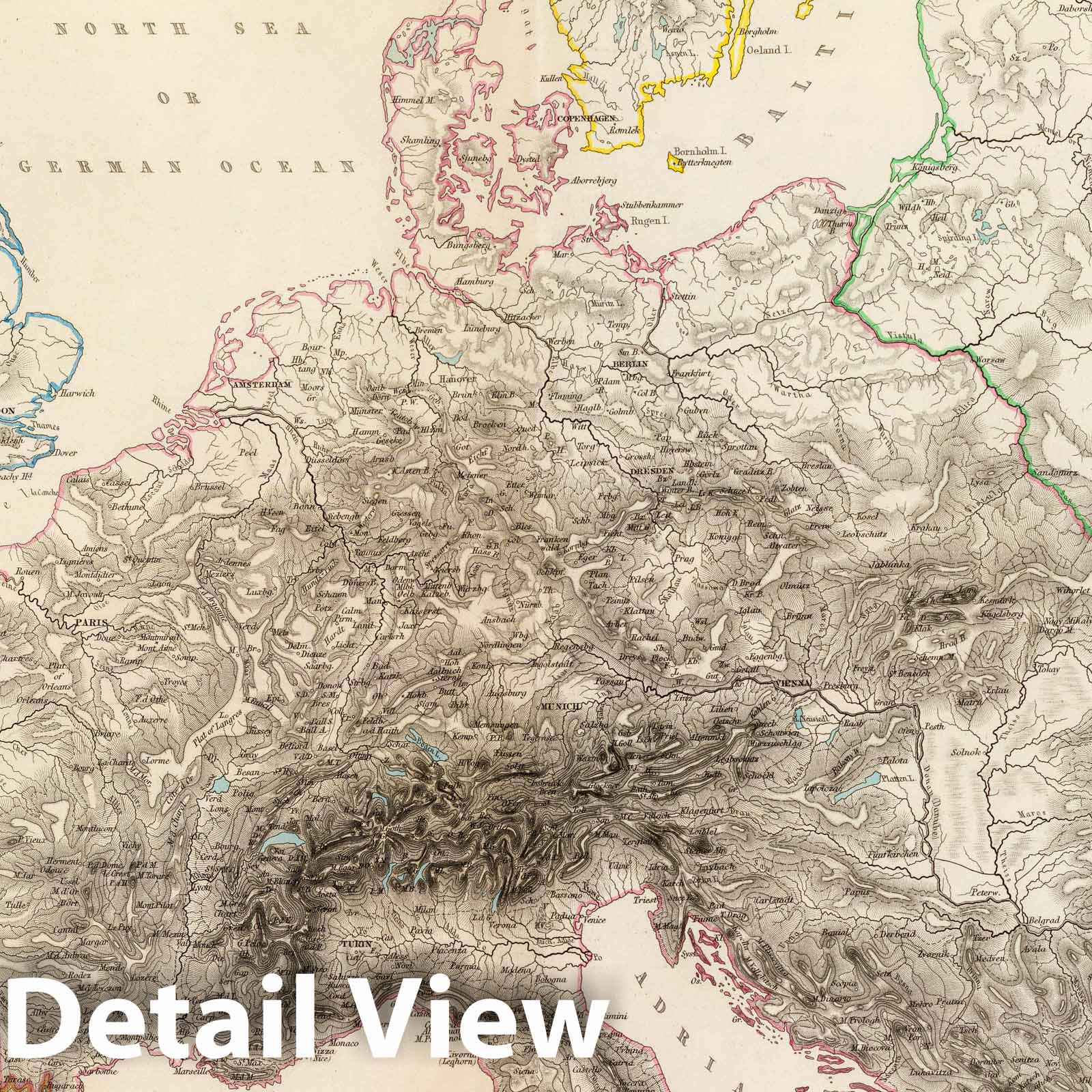 Historic Map : 1854 Mountains of Europe. - Vintage Wall Art – Historic ...
