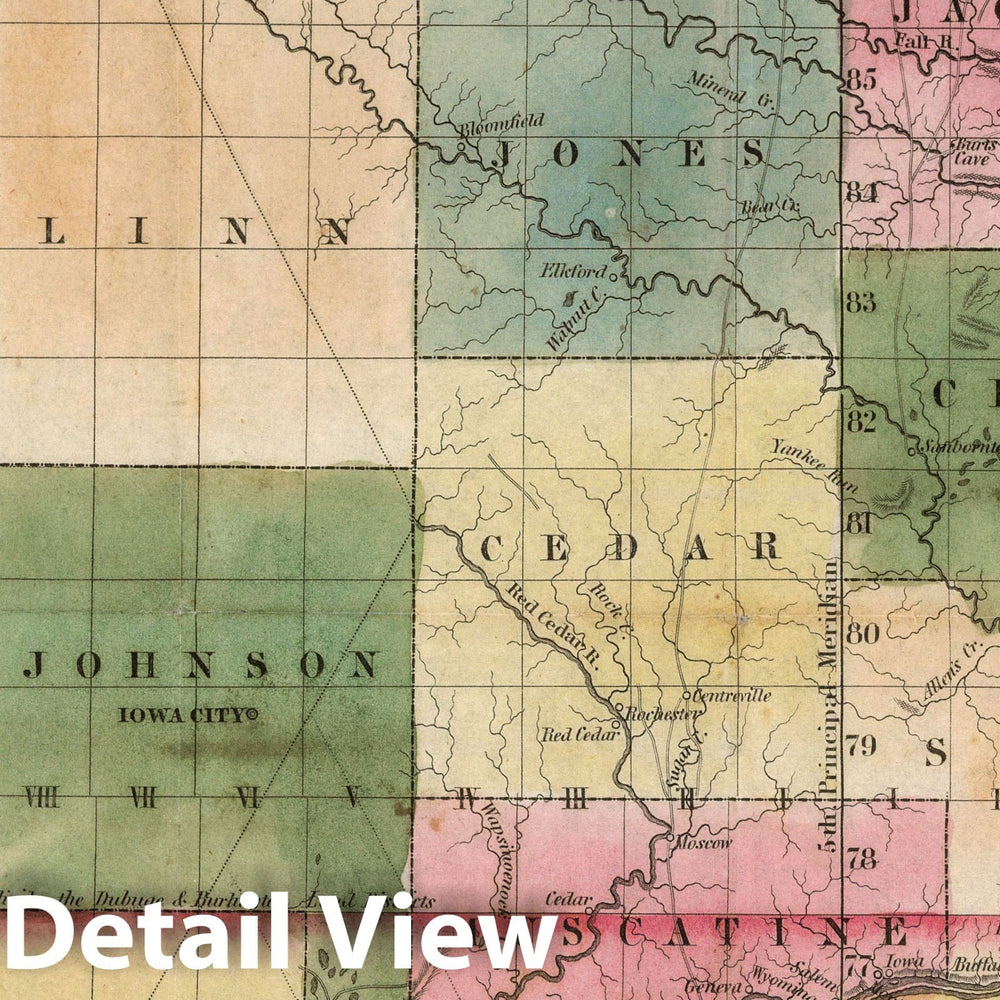 Historic Map : Guide Book - 1840 Map of The Surveyed Part of Iowa - Vi ...