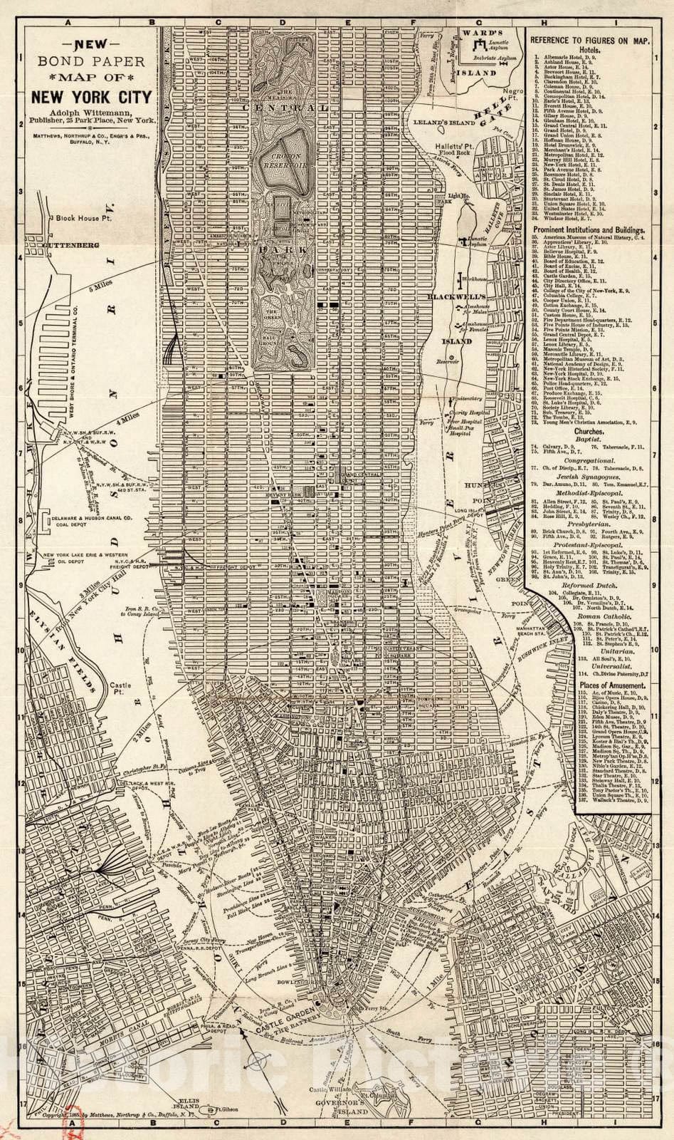 Historic Map : 1885 New York City - Vintage Wall Art – Historic Pictoric