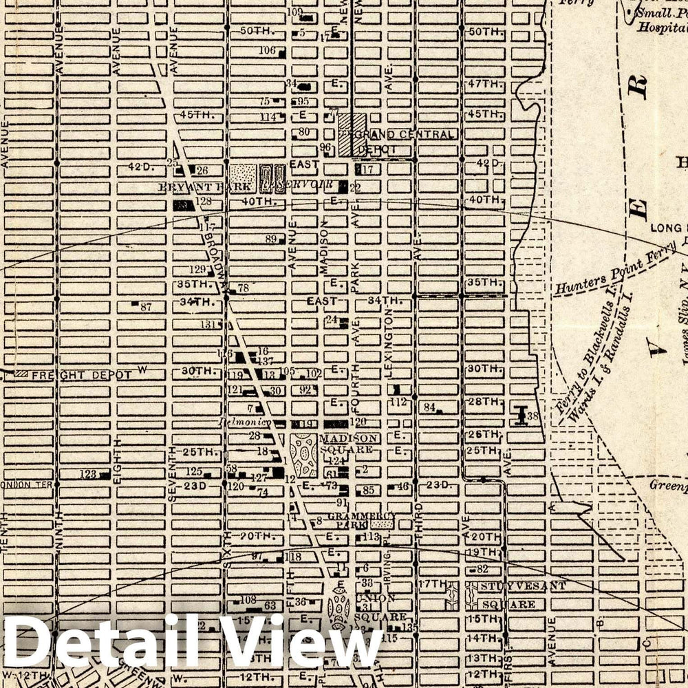Historic Map : 1885 New York City - Vintage Wall Art – Historic Pictoric