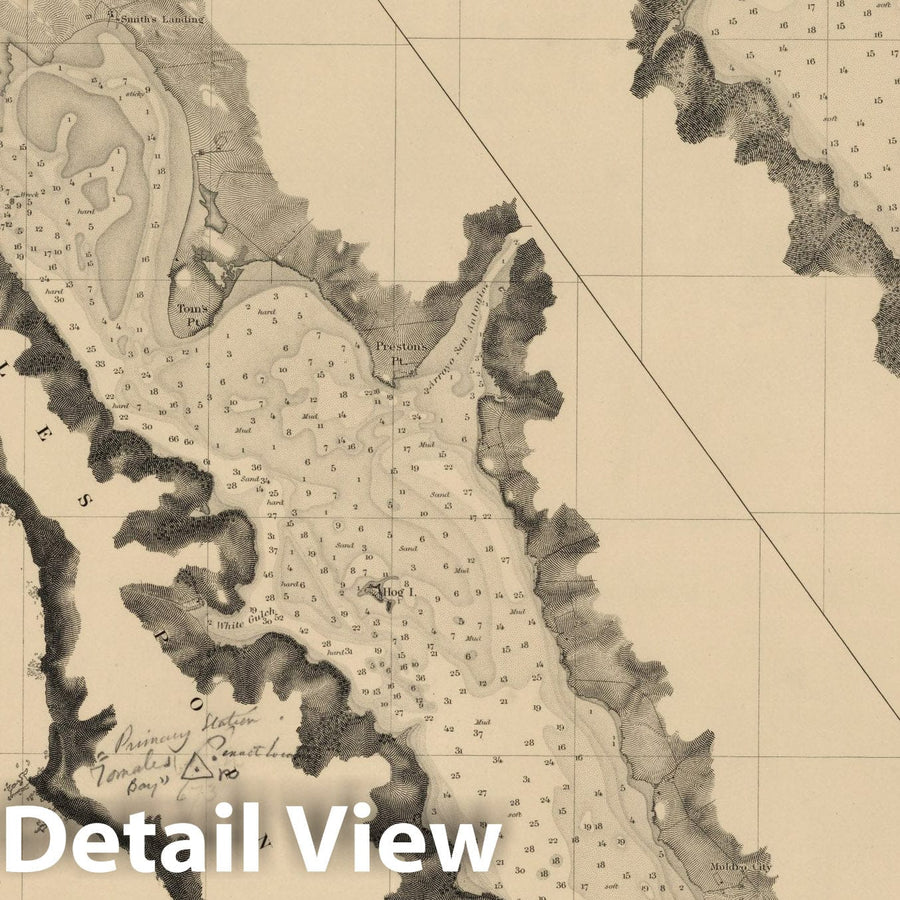 Historic Map - Chart Map - 1878 Tomales Bay California - Vintage Wall ...