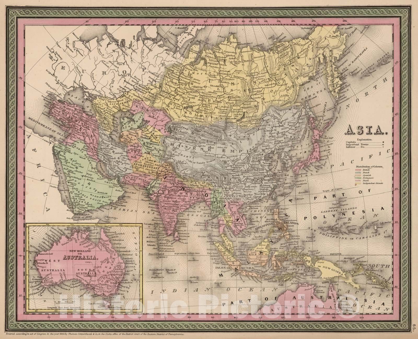 Historic Map : 1853 Asia - Vintage Wall Art – Historic Pictoric