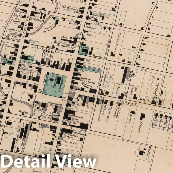 Historic Map : 1877 Harrisonburg, Virginia. - Vintage Wall Art ...