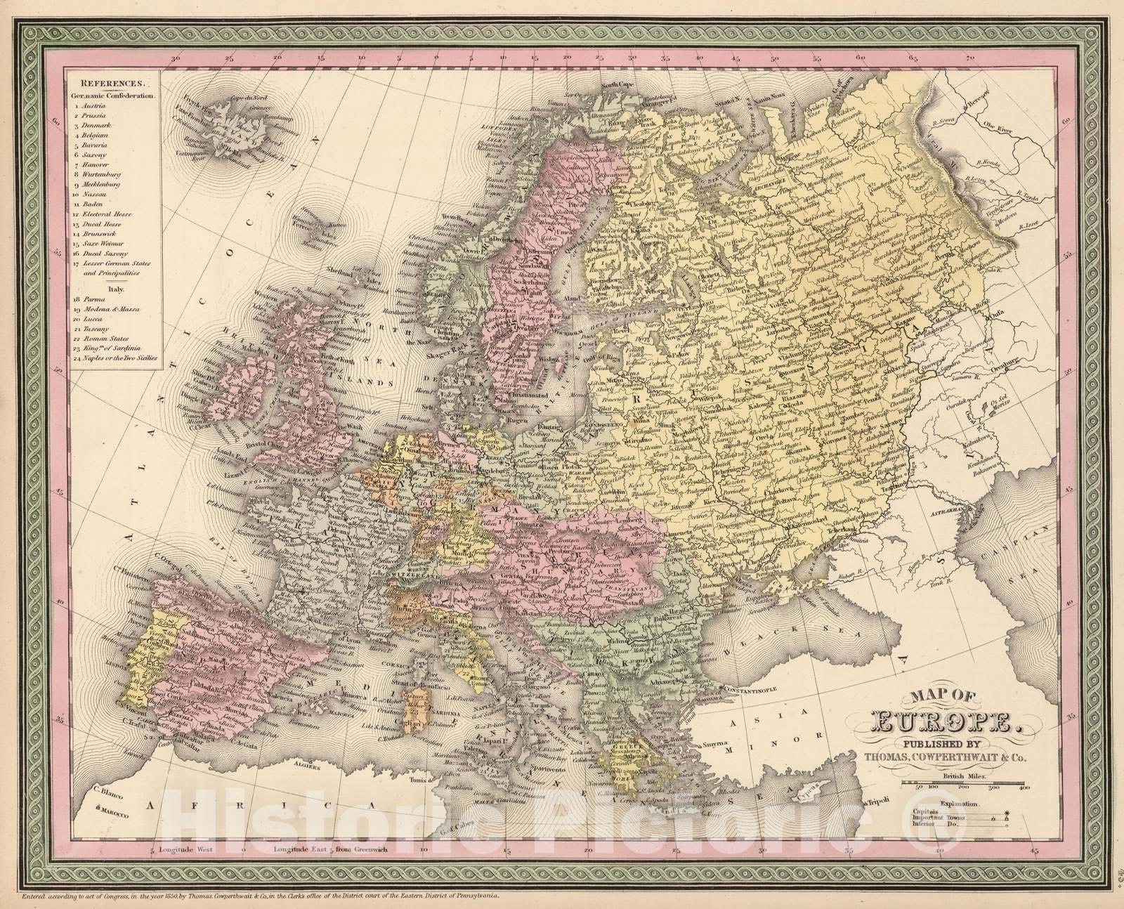 Historic Map : 1853 Map of Europe : Vintage Wall Art – Historic Pictoric