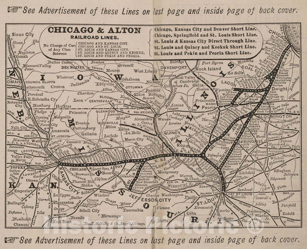 Historic Map : Guide Book - 1878 Map of Chicago and Alton Railroad Lin ...