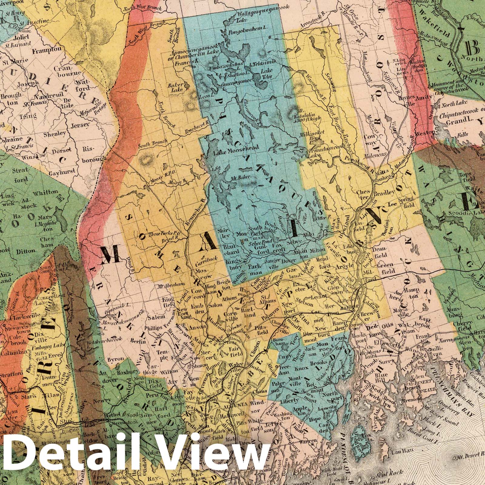 Historic Map : National Atlas - 1852 Quebec, New Brunswick, Maine, Ver ...