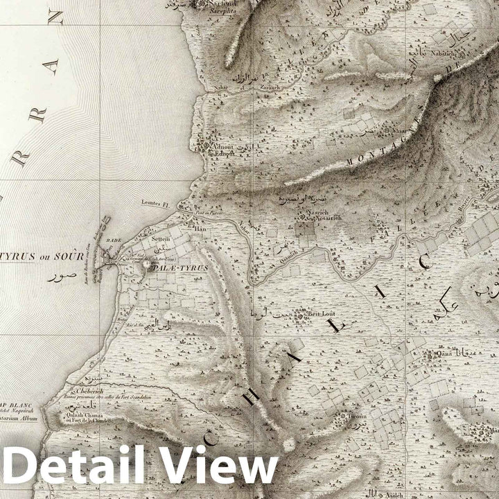 Historic Map : National Atlas - 1826 47 Tyre, Sidon. - Vintage Wall Ar ...