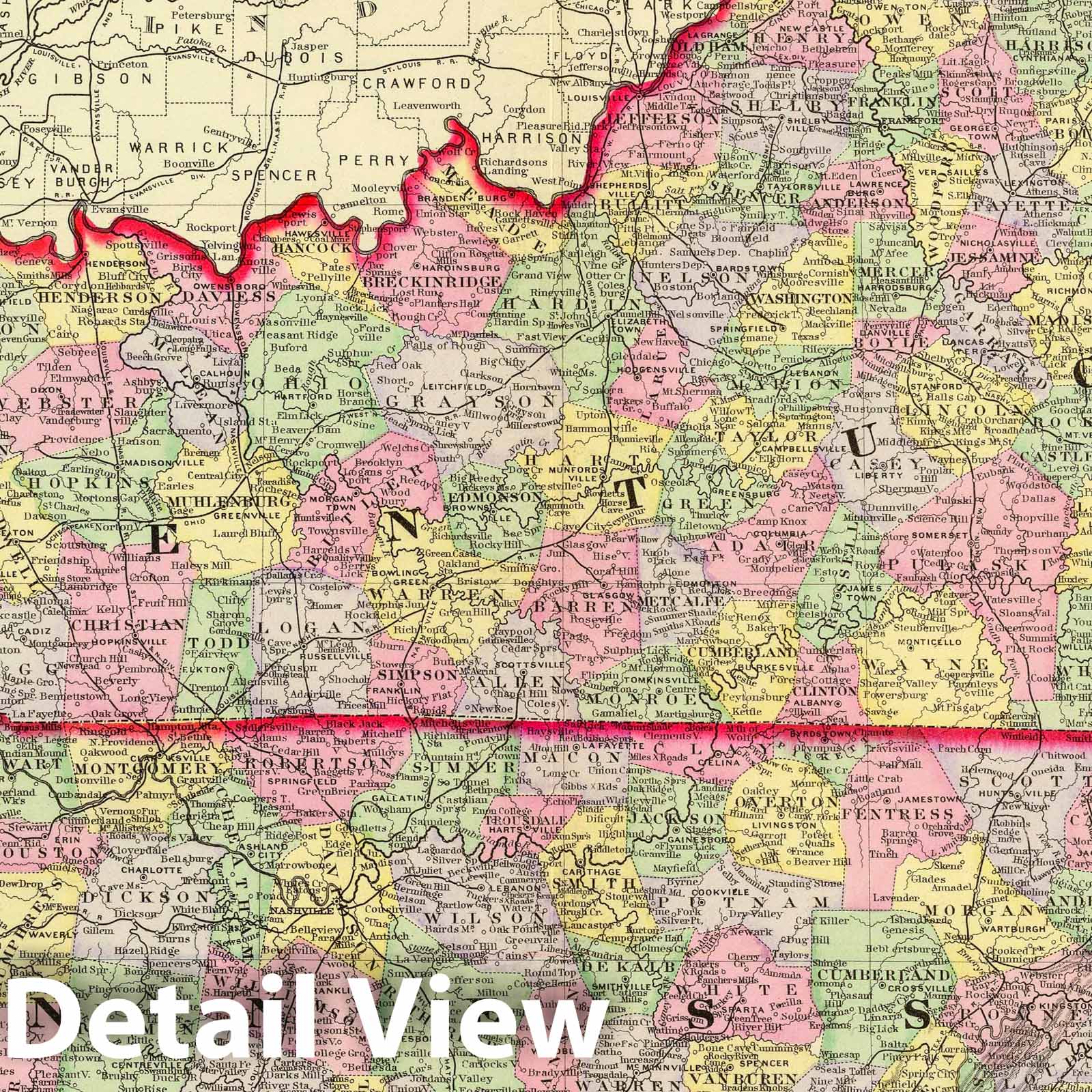 Historic Map : 1890 Kentucky and Tennessee : Vintage Wall Art ...