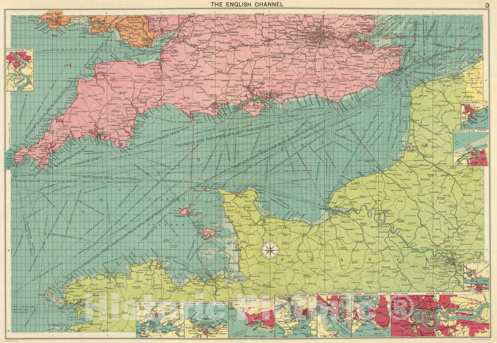 Historic Wall Map : 1922 English Channel. - Vintage Wall Art – Historic ...