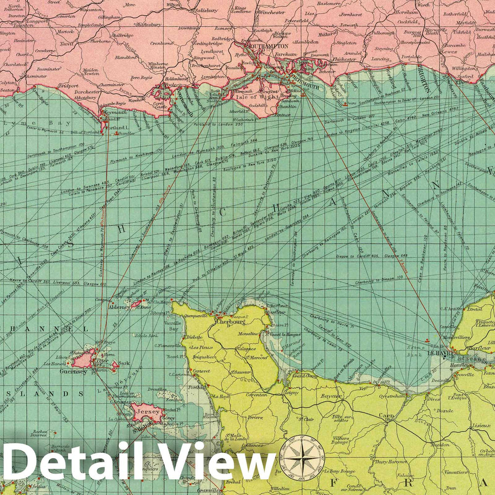 Historic Wall Map : 1922 English Channel. - Vintage Wall Art – Historic ...