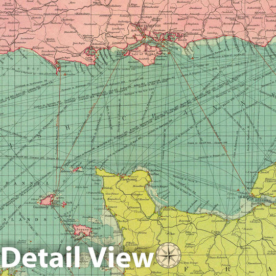 Historic Wall Map : 1922 English Channel. - Vintage Wall Art – Historic ...