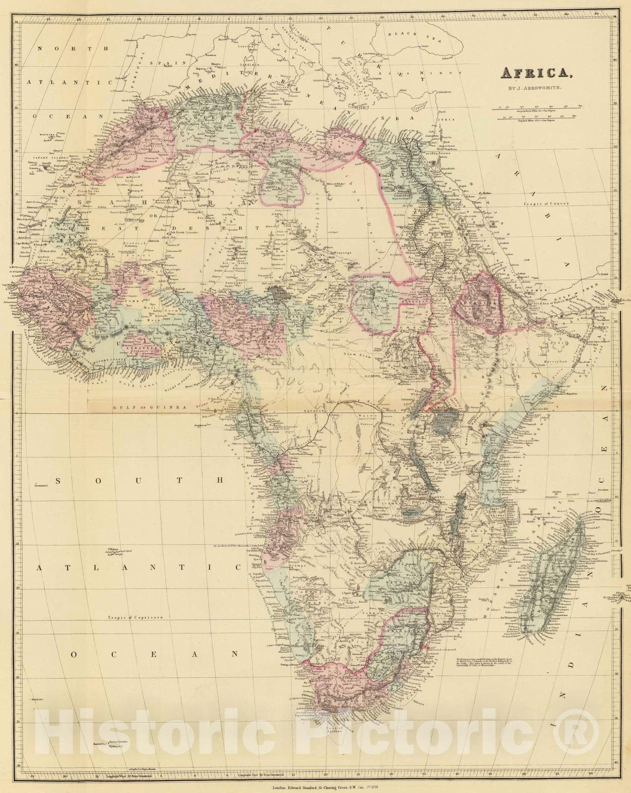 Historic Map : 1880 Africa. v2 - Vintage Wall Art - Historic Pictoric