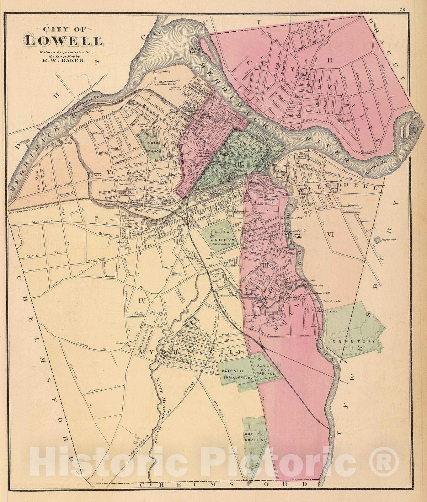 Historic Map : 1871 Lowell. - Vintage Wall Art – Historic Pictoric