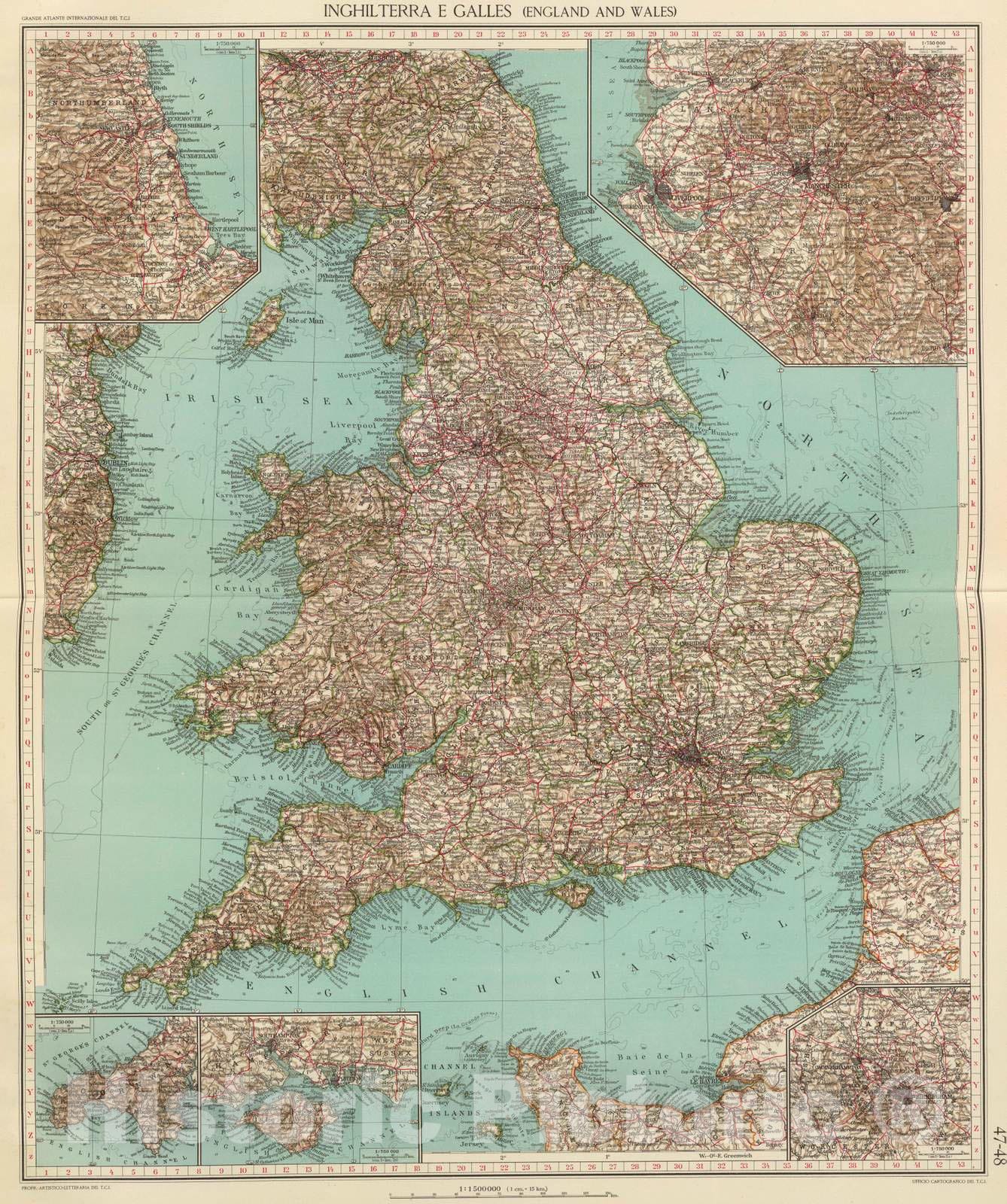Historic Map : England; Wales, 1929 47-48. Inghilterra, Galles. , Vint ...