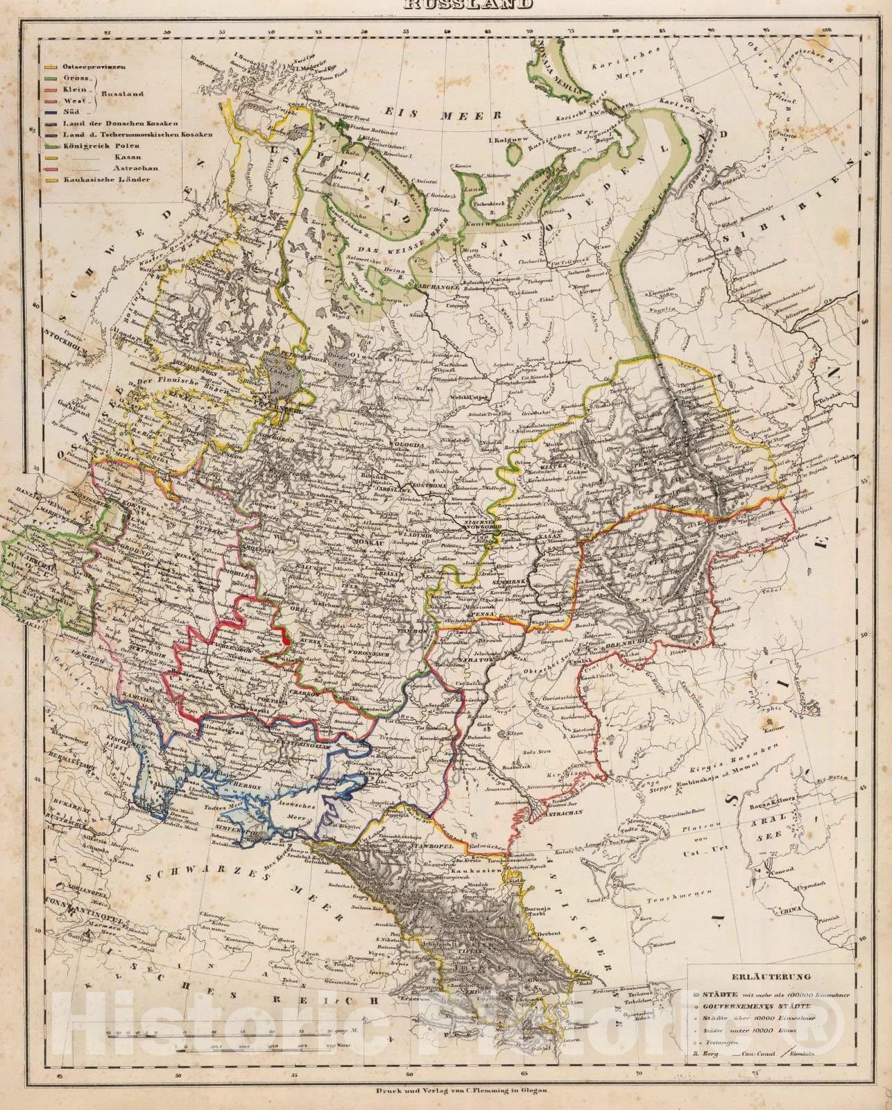 Historic Map : Russia; Ukraine, Europe, Eastern 1855 Russland. , Vinta ...