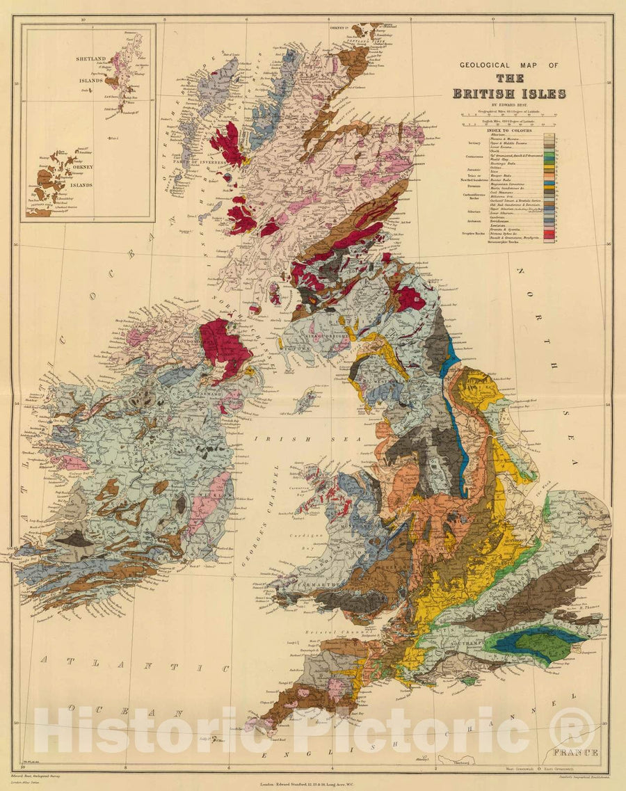 Historic Map : 1901 Geological map, British Isles. - Vintage Wall Art ...
