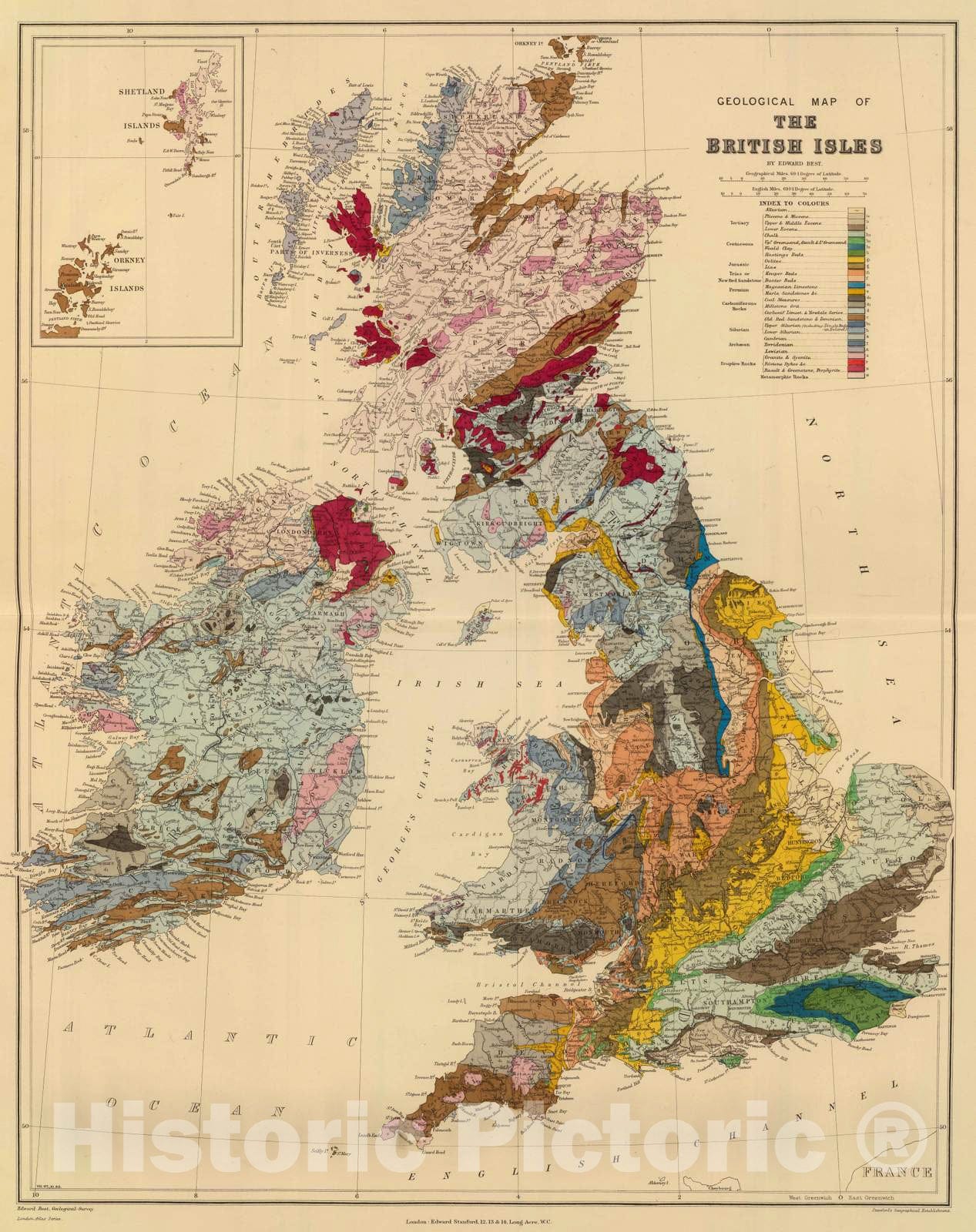 Historic Map : 1901 Geological map, British Isles. - Vintage Wall Art ...