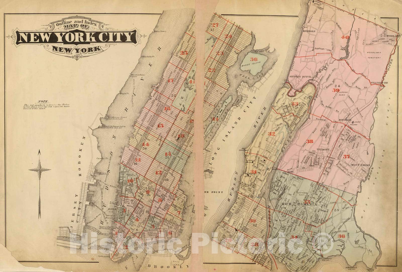 Historic Map : City Atlas - 1879 Index map: Atlas, City of New York ...