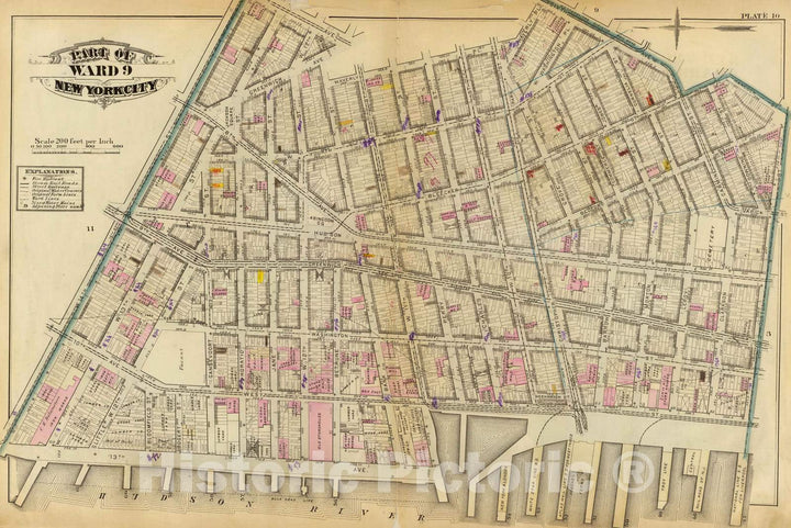 Historic Map : City Atlas - 1879 10. Ward 9. - Vintage Wall Art ...