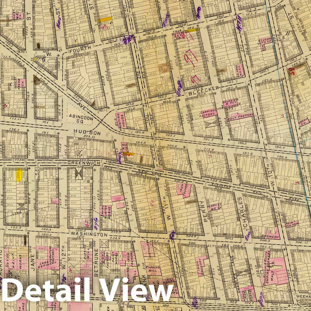 Historic Map : City Atlas - 1879 10. Ward 9. - Vintage Wall Art ...