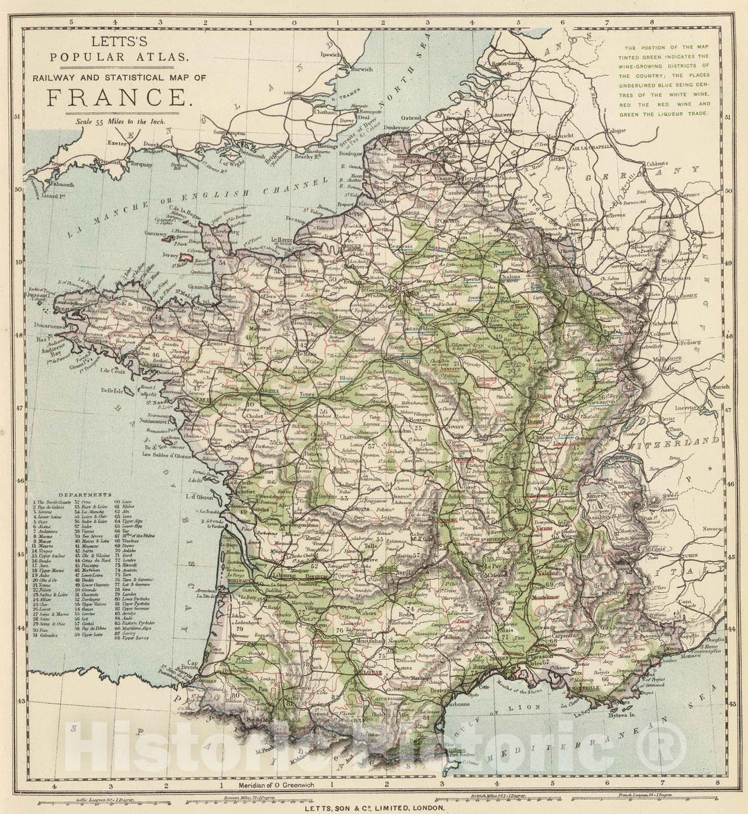 Historic Map - 1883 France. v1 - Vintage Wall Art – Historic Pictoric
