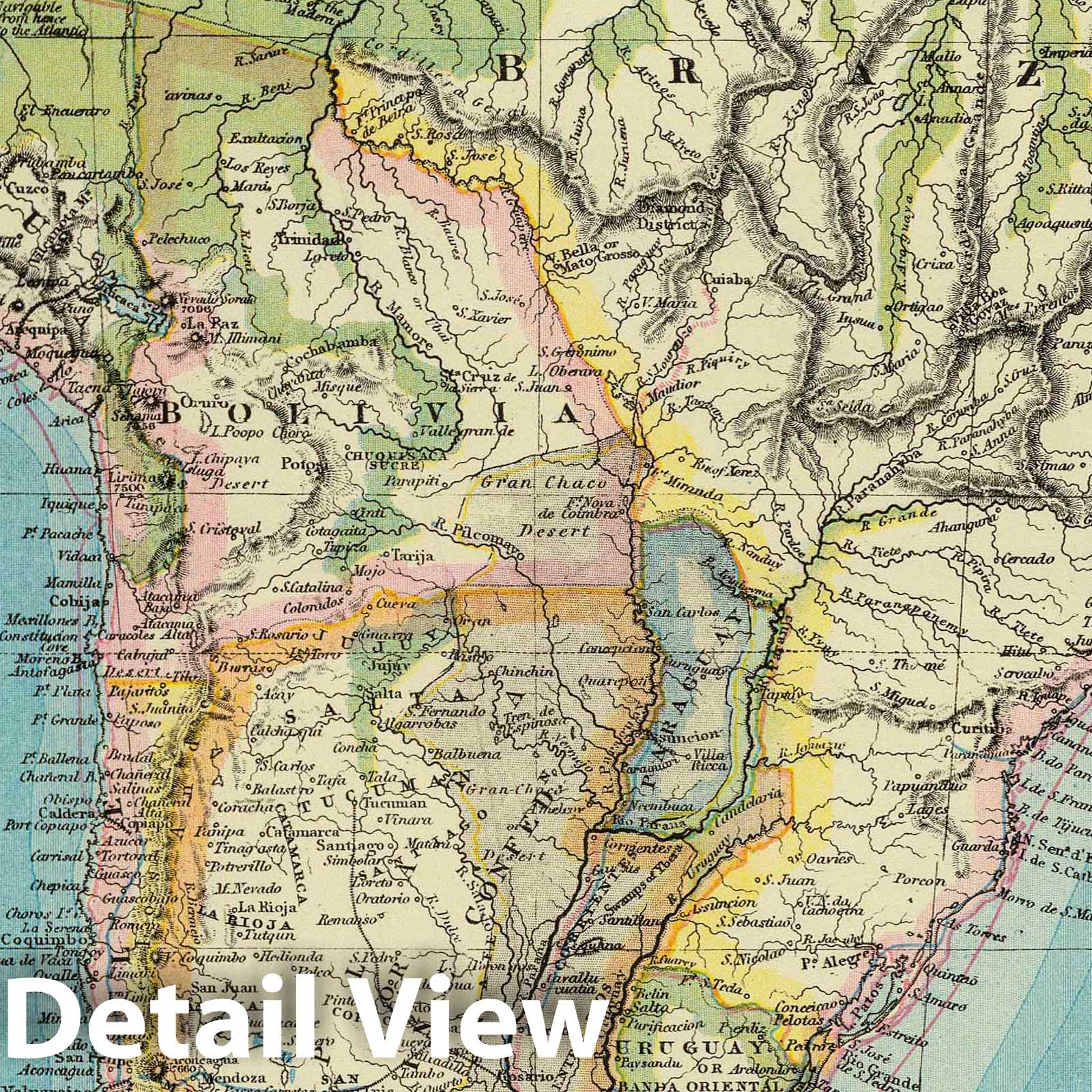 Historic Map 1883 South America Vintage Wall Art Historic Pictoric